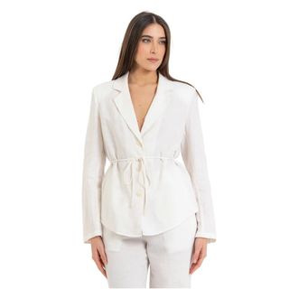 Kocca Femme, Vestes, Blanc, Taille: 44 FR Blazer ajust&eacute; avec ceinture