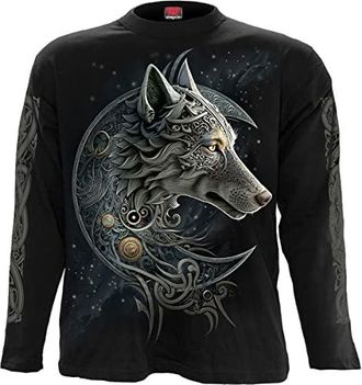 Spiral Loup Celtique Homme T-Shirt Manches Longues Noir XXL 100% Coton Regular/Coupe Standard