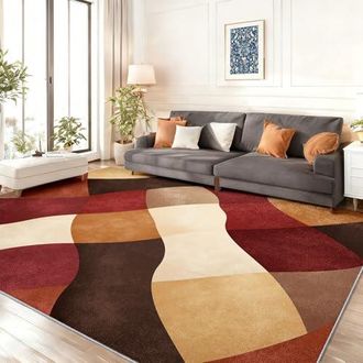 Generic Rouge Fonc&eacute; Tapis de Bain antid&eacute;rapant, Moquette d&eacute;coratifs R&eacute;tro Art D&eacute;co Marocain Motif r&eacute;sistant &agrave; la d&eacute;coloration Hydrofuge pour Salon Chambre &agrave; C