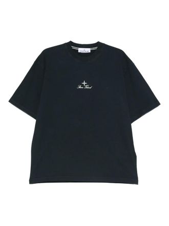 Stone Island t-shirt &agrave; logo brod&eacute; - Bleu