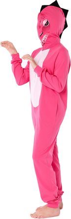 Ladeheid M&auml;dchen Teenager Schlafoverall aus Baumwolle Jumpsuit Verkleidung mit Kapuze LA40-233 (Dunkelrosa Dino, 176)