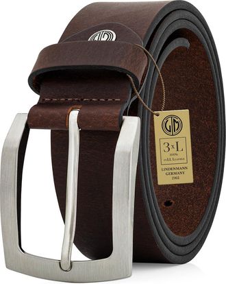 Lindenmann Leder-G&uuml;rtel Herren 40 mm breit, G&uuml;rtel Herren Vollrindleder braun, Farbe/Color:braun, Size:Bundweite 130 cm Gesamtl&auml;nge 145 cm W 51.2 3XL