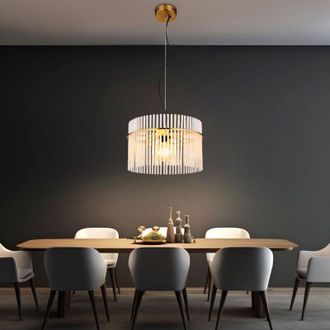 Globo Lighting Suspension led Lampe de salle à manger en verre doré Plafonnier, métal noir barres de verre, 1 flamme, 7W 806lm blanc chaud, d 40 cm