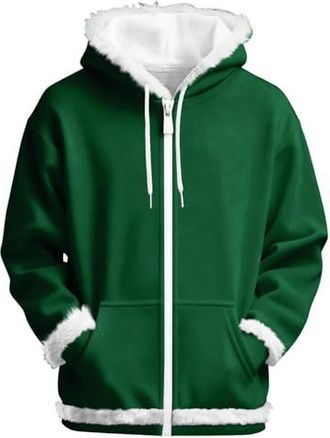 Generic Sweat à capuche zippé pour femme avec bordure en fausse fourrure amusante - Grande taille - Veste à capuche surdimensionnée - Cardigan de Noël mignon,