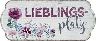 CMD Vintage Outdoor Metallschild, Modell, LIEBLINGSPLATZ, Material Metall, Maße 35 x 15 x 0.2 cm, Weiss rot, ideal für Garten, Terrasse, Bar, Cafe, Cafete