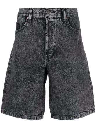 Diesel short en jean &agrave; effet marbr&eacute; - Noir
