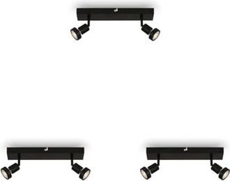 Briloner Leuchten - Deckenspot LED, schwenkbare Deckenlampe LED, Deckenleuchte, warmwei&szlig;es Licht, Schwarz, 320x70x85 mm (Packung mit 3)