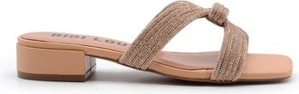 Bibi Lou Femme, Chaussures, Beige, Taille: 40 EU Sandales en Cuir Nude avec Cristaux Géométriques
