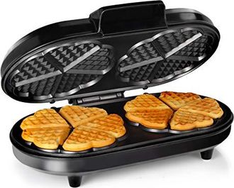 Tristar Doppel-Waffeleisen [Edelstahl] - 10 Herzwaffelfromen pro Durchgang - mit einstellbarem Thermostat, WF-2120