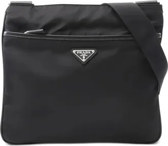 Prada sac porté épaule à plaque logo - Noir