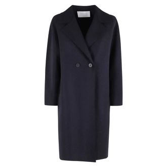 Harris Wharf London Schwarzer Wollmantel mit abgesenkten Schultern - - Coats - Damen - Blau - L
