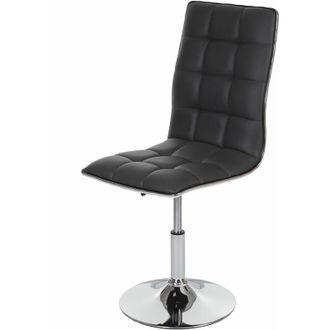 Hhg Chaise de salle &agrave; manger 272, chaise de cuisine, pivotante et r&eacute;glable en hauteur, similicuir, gris