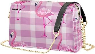 Mnsruu Sacs à bandoulière pour femme, sac à main en cuir rose motif flamant rose