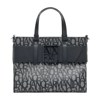 A|X Armani Exchange Cabas &agrave; logo imprim&eacute; avec fermeture zipp&eacute;e - Femme - Sacs - Noir - Taille: ONE Size