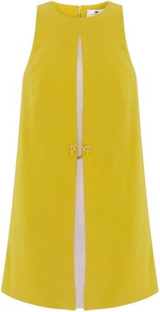 Elisabetta Franchi Femme, Robes, Jaune, Taille: 42 FR Robe Cr&ecirc;pe Bicolore