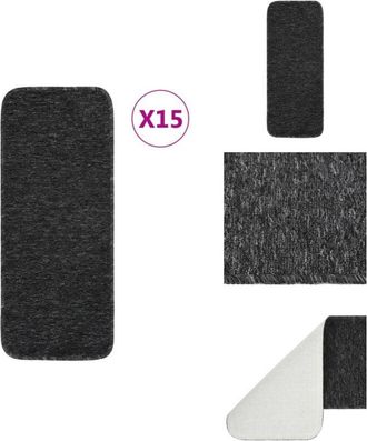 vidaXL Vidaxl - Tapis descalier 15 pcs 60x25 cm Anthracite Rectangulaire - Tapets Descaliers - Tapis Marche - Protection Escalier - Décoration Escalier