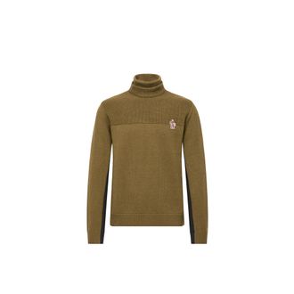 Moncler Moncler Logo Wool Blend Polo Neck, Men, Green, Size: 3xl