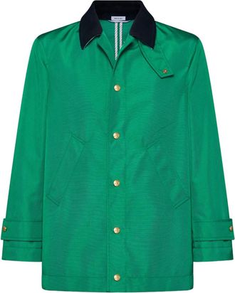 Thom Browne manteau &agrave; col en velours c&ocirc;tel&eacute; - Vert