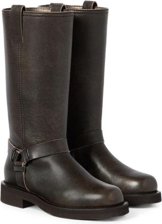 Brunello Cucinelli Monili-Decorated Calf Leather Boot - Brown