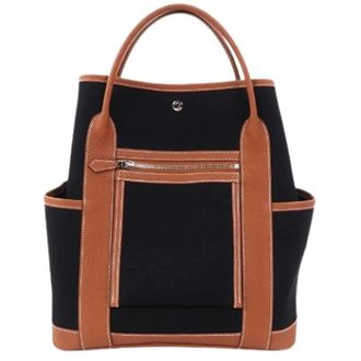 Herm&egrave;s Pre-owned Garden Party Pocket Toile Militaire Negonda Tote Bag - Femme - Pre-owned - Noir - Taille: ONE Size