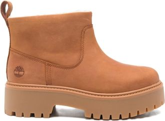 Timberland 45mm platform leather boots - Marron