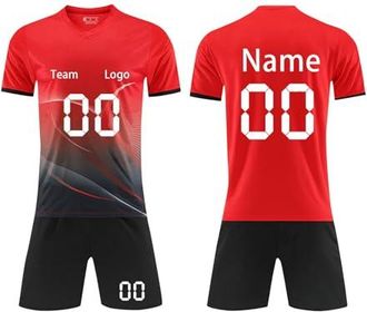 Generic Kit de football personnalis&eacute; pour gar&ccedil;ons, hommes, femmes, jeunes, maillot de football &agrave; manches courtes et short de football, 3-4, L