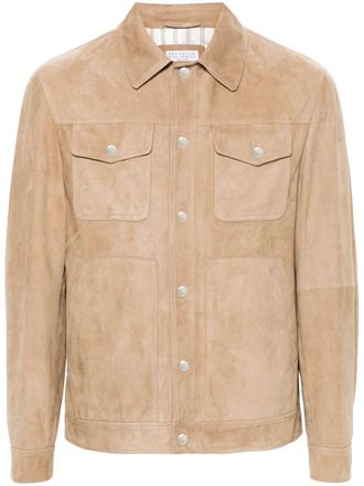 Brunello Cucinelli Hemdjacke aus Leder - Nude