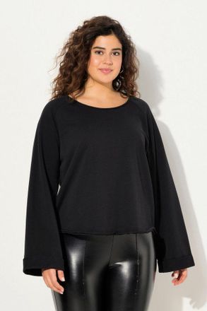 Ulla Popken Sweatshirt Sweatshirt Rollkanten Rundhals Raglan-Langarm