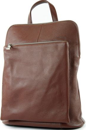 modamoda.de T141 Damen Leder Rucksack Damentasche Schultertasche handmade in Italy, Farbe:Braun2021