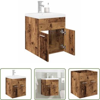 vidaXL Einbaubecken - Waschbeckenunterschrank mit Einbaubecken und Wasserhahn