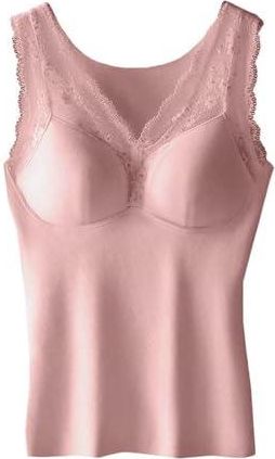 Generic Débardeur extensible pour femme, tunique basique en dentelle, caraco en coton côtelé doux et extensible, grande taille, taille 4X, rouge pastèque, L