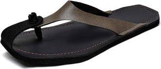 Generic Tongs en cuir pour homme - Tendance et d&eacute;contract&eacute;e - Confortables, marron, 39 2/3 EU