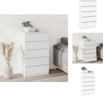 vidaXL Schubladenschrank Weiß 60x36x103 cm Holzwerkstoff - Schubladenschrank - Kommode - Wohnzimmermöbel - Weißer Kleiderschrank - Holzmöbel