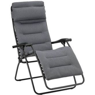 Lafuma Mobilier Fauteuil Relax Transat Jardin - Chaise Longue Matelass&eacute; Z&eacute;ro Gravit&eacute; - Rsx Clip - Aircomfort - Gris Etain - Lafuma Mobilier