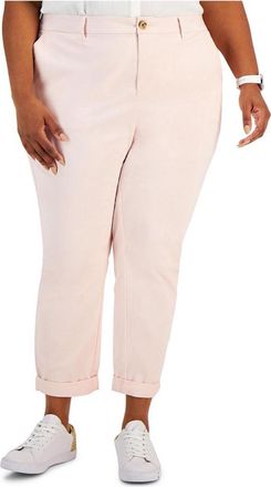 Tommy Hilfiger Damen Hampton Chinohose mit Lockerer Passform (Regular und Plus) Hose, Bal Pnk, 54 Mehr