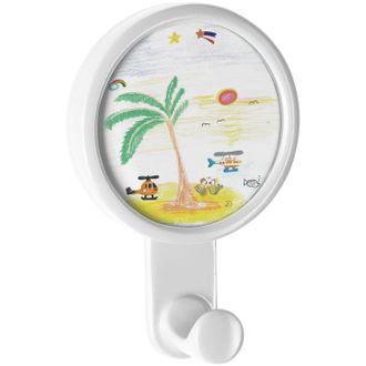 Spirella Klebehaken Kleiderhaken Garderobenhaken Ron Wei&szlig; 10,6x7x3 cm zum selber beschriften | perfekt f&uuml;r Kindergarten, Flur und Kinderzimmer