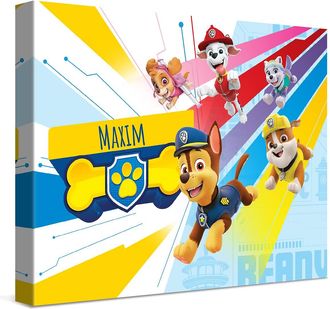 Picanova PAW Patrol Team Leinwandbilder - Maxim - 40x30cm - Leinwand Premium - Personalisierte Wandbilder - Kinder-Geschenk Leinwanddruck - PAW Patrol Kollekti