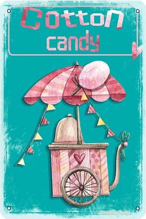 321 Blechschild Zuckerwatte Schicke Werbung Metallschild Retro Wandschild Für Geschenk Bar Geburtstag,20X30Cm
