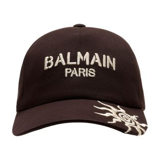 Balmain Womens Gh0xa575cb24-Wht Baseball Cap Brown Cotton
