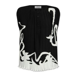 Lanvin Plissiertes &auml;rmelloses Top - - Tops - Damen - Schwarzk - S