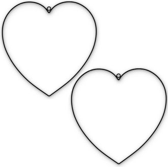 Matches 21 Metall-Herzen 2er Set zum Aufh&auml;ngen &Oslash; 40 cm schwarz als Draht-Herzen zum Basteln f&uuml;r Herz-Deko