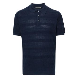 Corneliani Blaues Seiden Baumwoll Polo Shirt - - Tops - Herren - Blau - 2XL