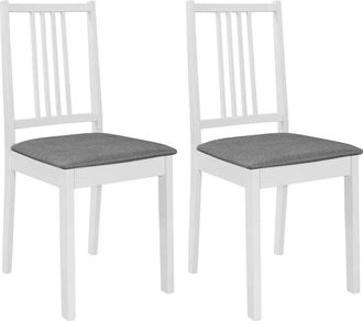 vidaXL Vidaxl - Chaises &agrave; manger avec coussins lot de 2 blanc bois solide