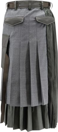 sacai Femme, Jupes, Gris, Taille: 38 FR Jupe Tailoring x Nylon Twill
