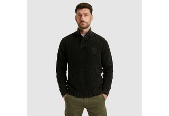 PME Legend Strickpullover mit kurzer Knopfleiste