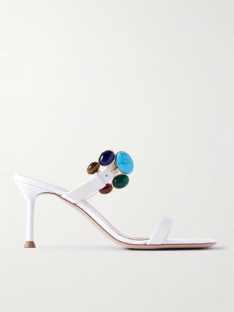 Gianvito Rossi Sandales En Cuir &Agrave; Ornements 70 - Blanc