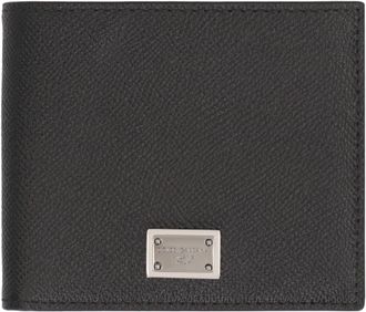 Dolce & Gabbana Mens Wallet Flap-Over Calfskin Black Calf Leather & Cardholders