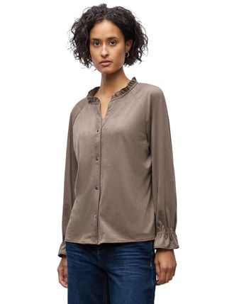 Street One Damen 3412087 Velourstunika mit Rüschen, Silk Brown, 42