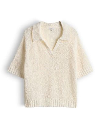 OPUS Kurzarmpullover Posilly aus Strick mit Boucl&eacute; Struktur nat&uuml;rlicher Griff, Casual - ideal f&uuml;r Alltag und moderne Looks