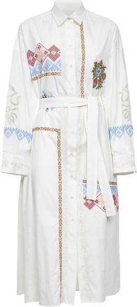 Max Mara Femme, Robes, Blanc, Taille: 40 FR Wkdgru Robe Midi Brod&eacute;e de Fleurs